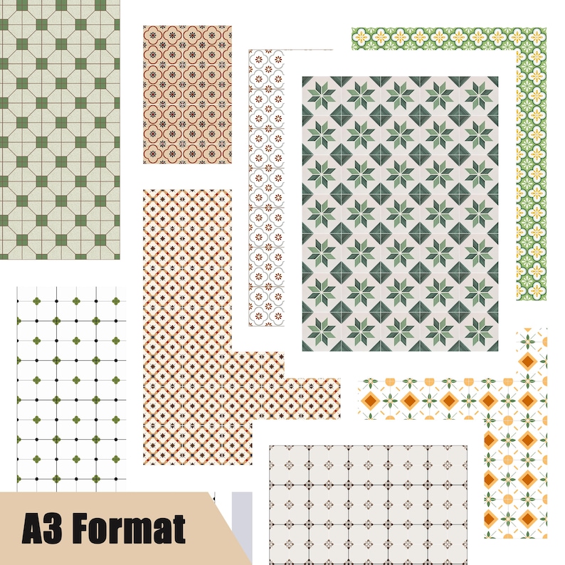 Printable Ceramic Tiles Set, 1/6 Scale Diorama Background, A3 & A4 PDF ...