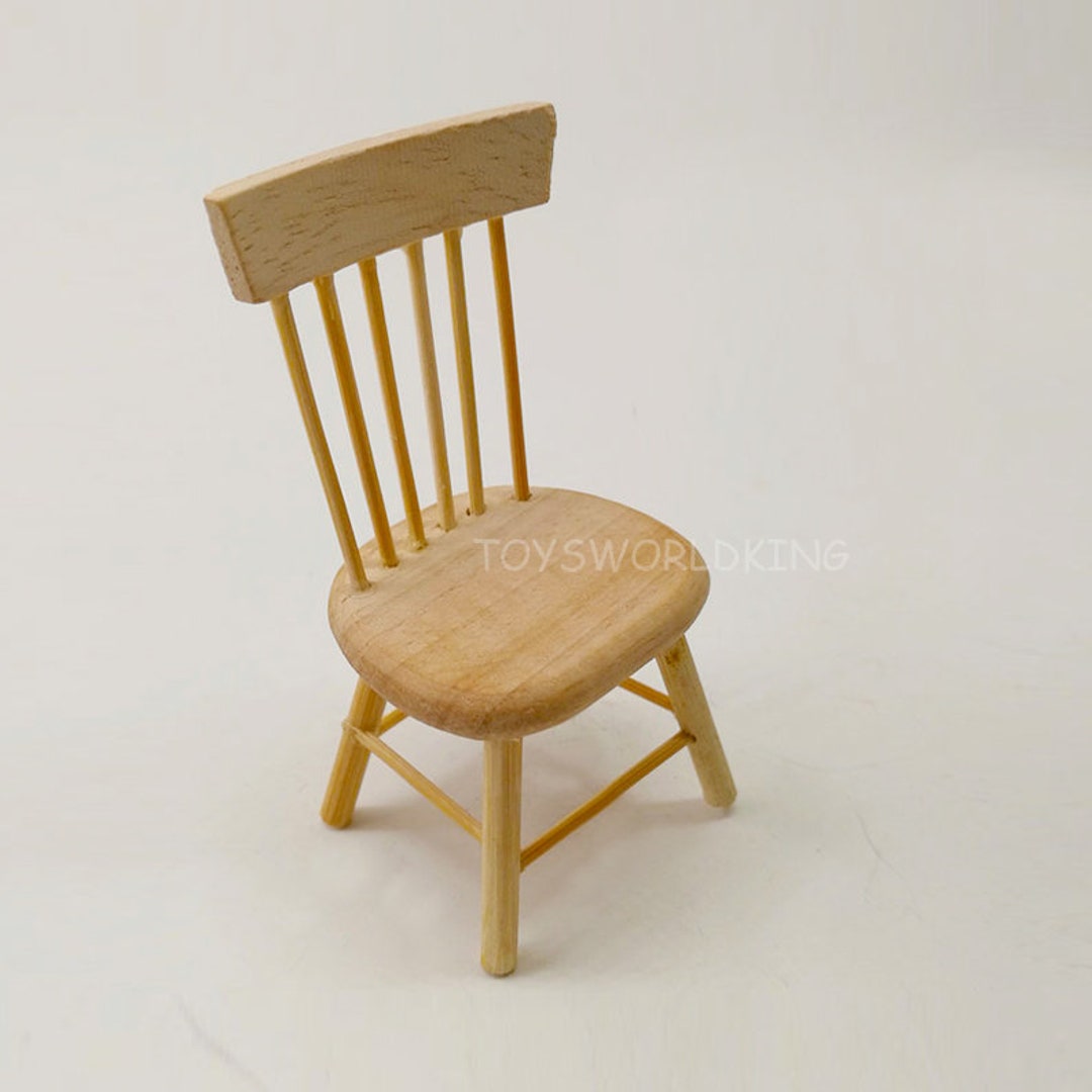 1/12 Scale Wooden Chair Mini Model Miniature Toy for Dollhouse Diorama ...