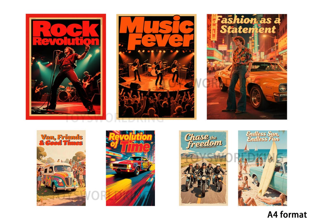 Retro Miniature Poster Set: 1/6 Scale Dollhouse Decor (digital Download ...