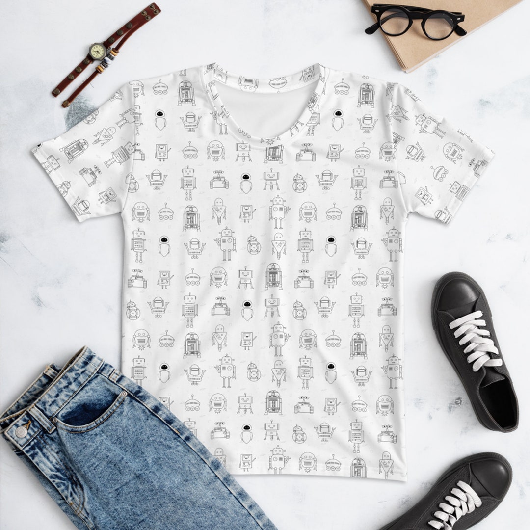 Women's Robots All-over Print Crew Neck T-shirt - Etsy
