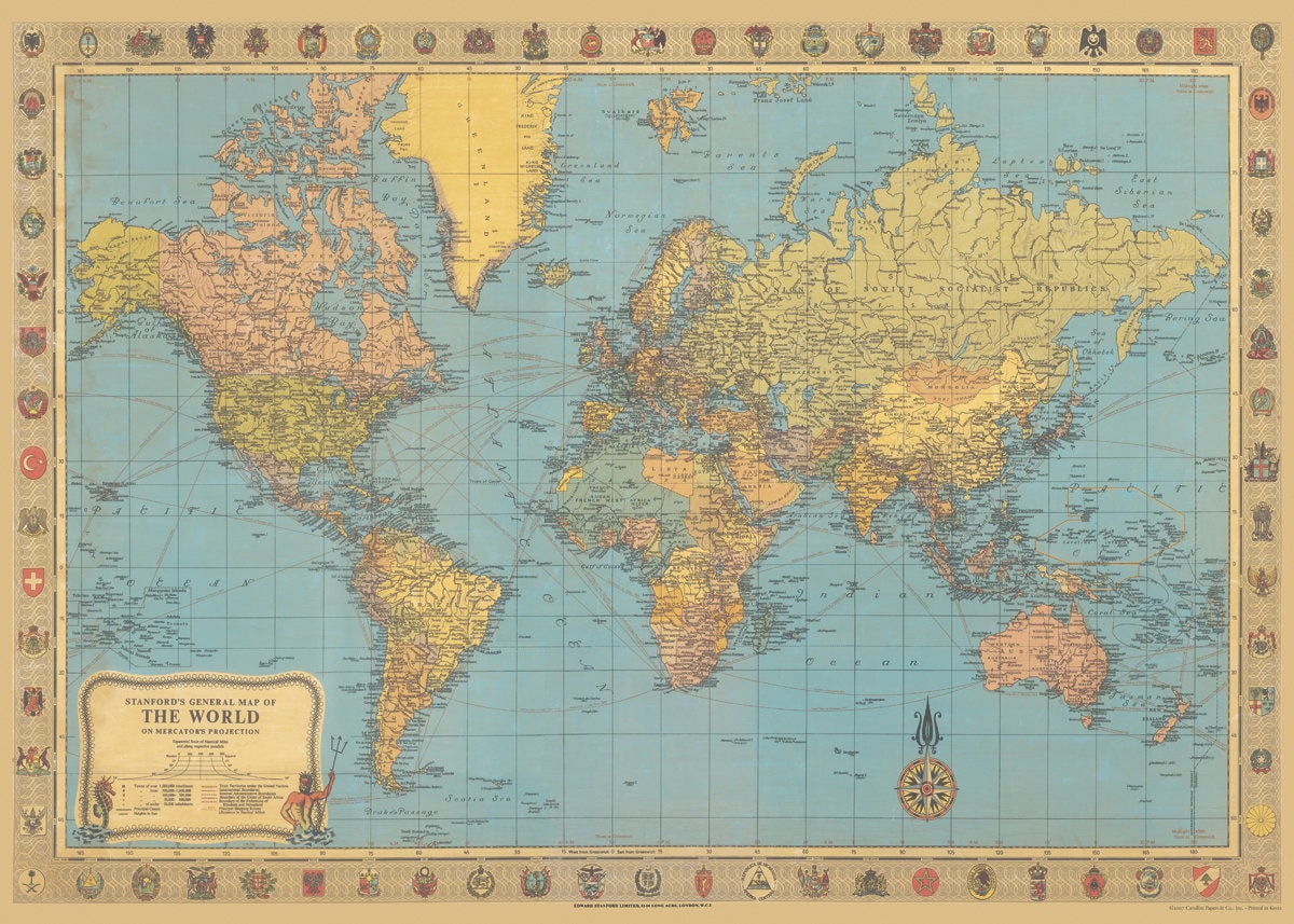Cavallini World Map Poster - Etsy