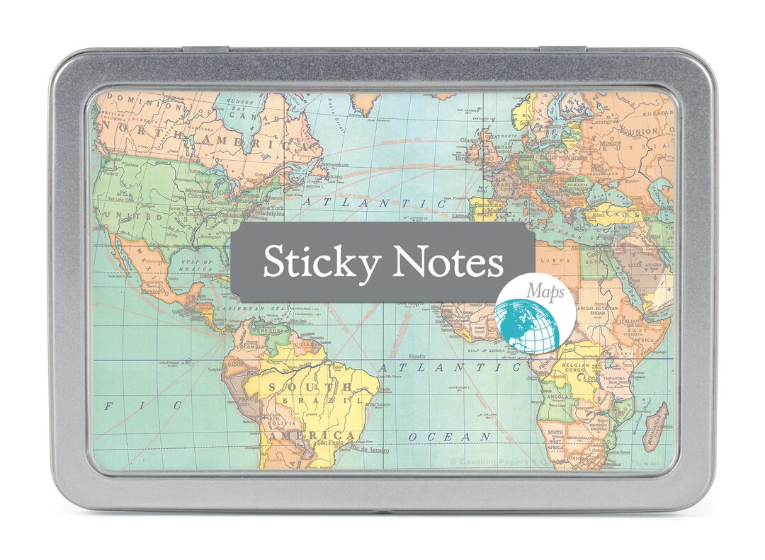 Cavallini Sticky Notes Map - Etsy
