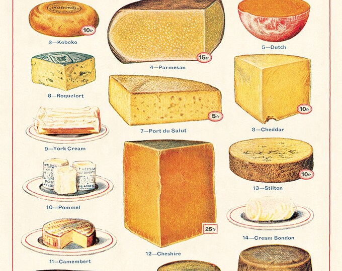 Cavallini Poster Cheese - Etsy