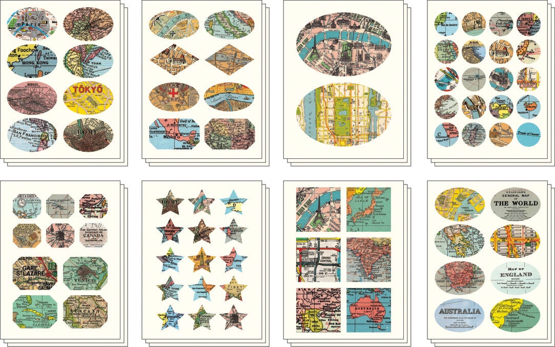 Cavallini Papers Map Stickers - Etsy