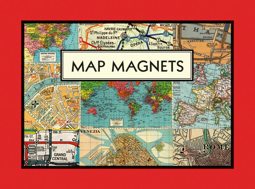 Cavallini Magnets Vintage Maps - Etsy