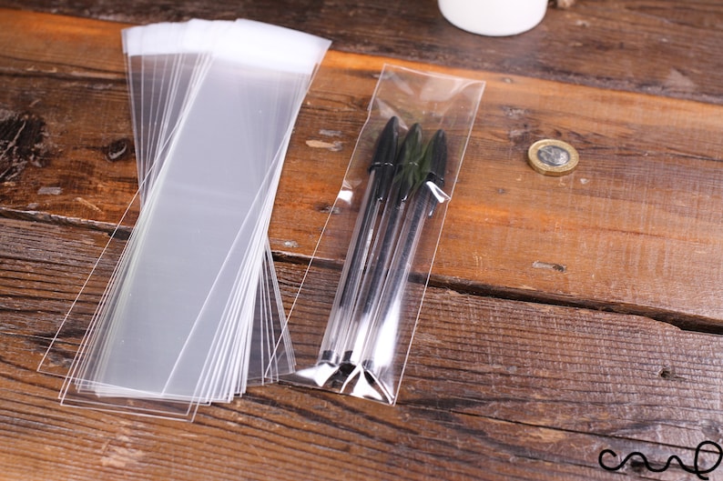 50 X Long Narrow 5x20cm Cellophane OPP Clear Plastic Bag Self Adhesive ...