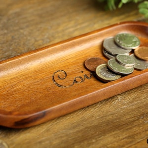 Handmade Small Wooden Oval Coin Tray Home Office Organise Gift - Etsy UK