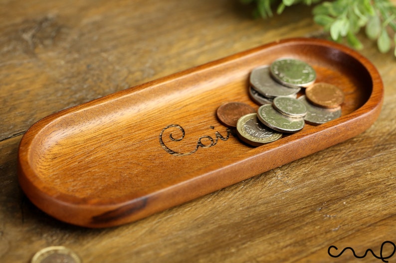 Handmade Small Wooden Oval Coin Tray Home Office Organise Gift - Etsy UK