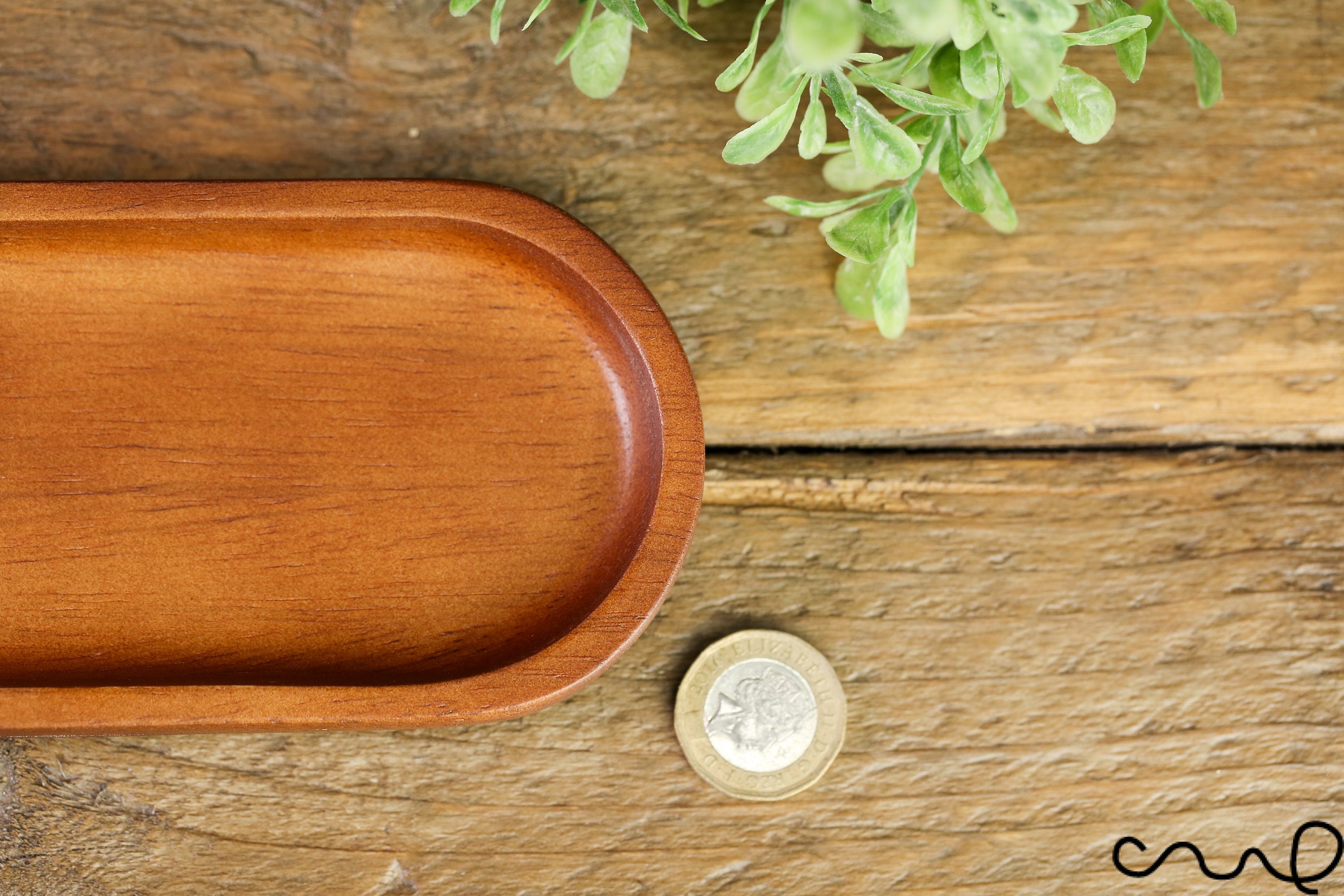 Handmade Small Wooden Oval Key Tray Office Organise Coin Brown Solid ...