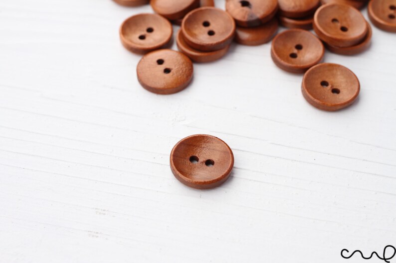15mm 24L Small Round Brown Wooden Button 2-holes Sewing - Etsy UK