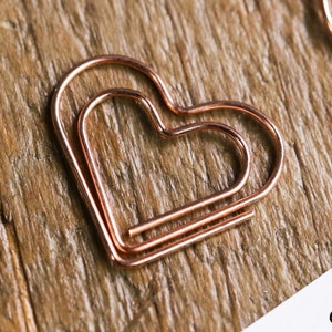 10 X Heart Copper Clip Rose Gold Paper Clips Binding Office Craft ...