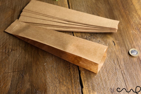 10 Long Narrow Kraft Bag Open TOP Side Gusset Pouch Churros Food Safe Packaging Etsy UK