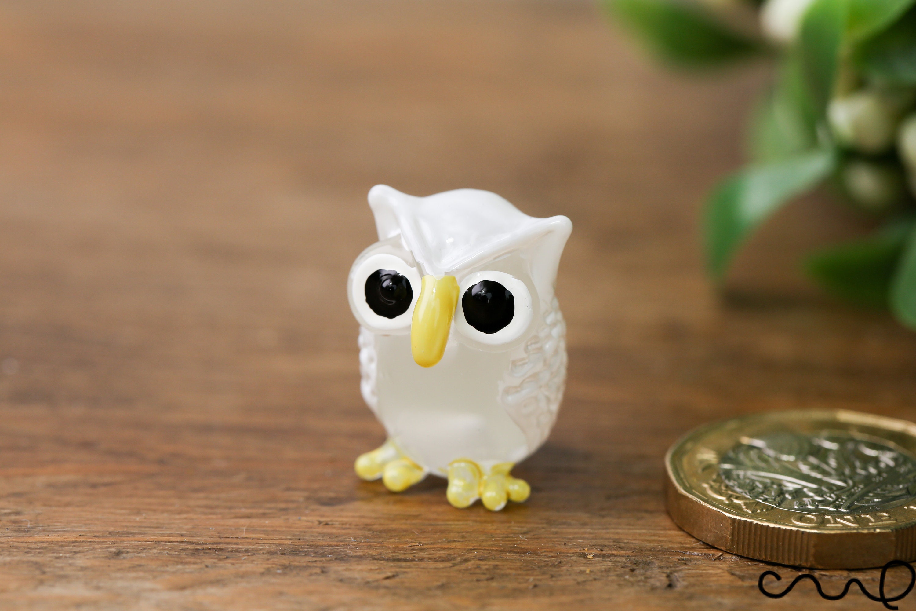 Handmade White Little Glass Owl Gloss Garden Decor Ornament Gift Mini ...