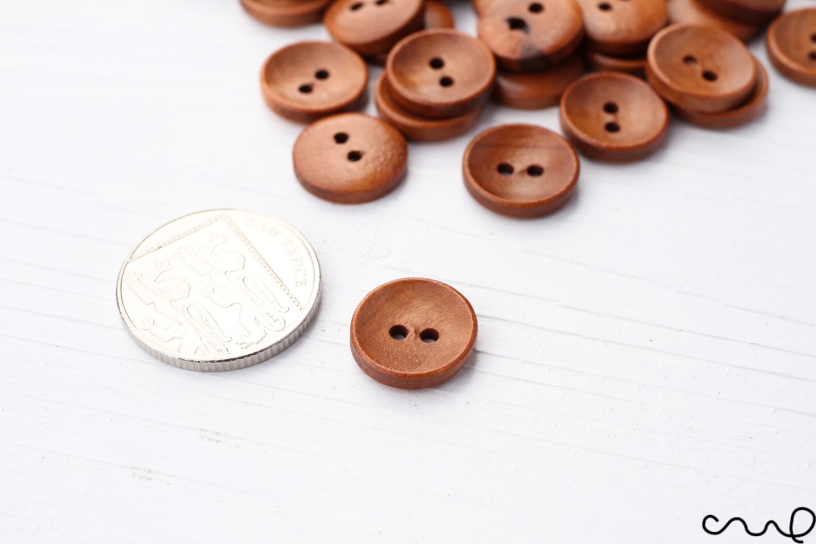 15mm 24L Small Round Brown Wooden Button 2-holes Sewing | Etsy UK