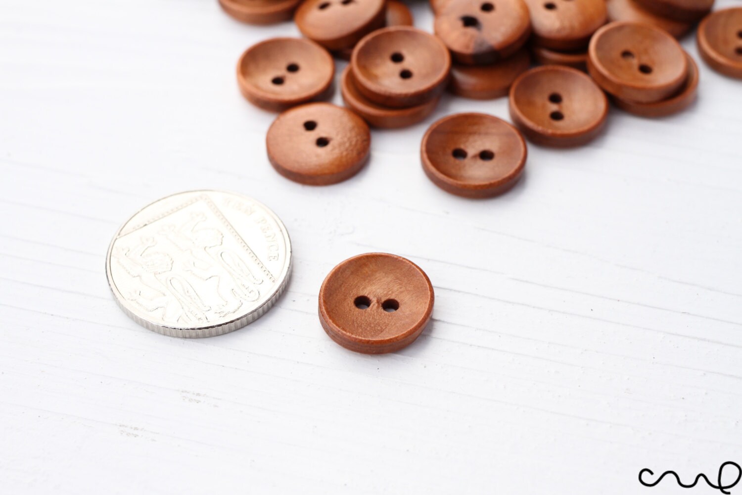 15mm 24L Small Round Brown Wooden Button 2-holes Sewing | Etsy UK