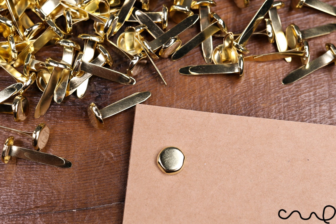 100 X Gold Paper Fasteners Split Pins 19mm / 8mm Head Brad Fastener ...
