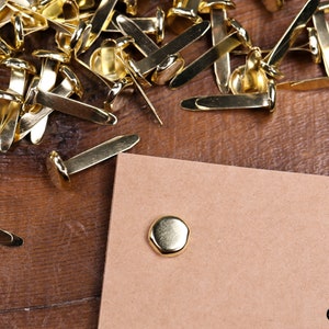 100 X Gold Paper Fasteners Split Pins 19mm / 8mm Head Brad Fastener ...