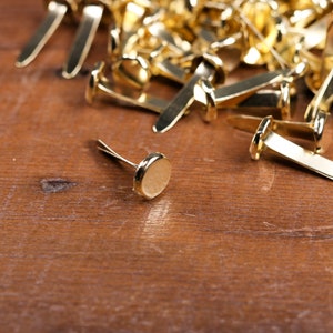 100 X Gold Paper Fasteners Split Pins 19mm / 8mm Head Brad Fastener ...