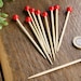 20 X Red Ball Head Wooden Cocktail Sticks Party Food Decor Toothpicks ...