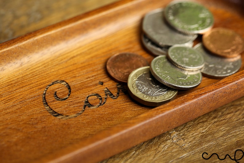Handmade Small Wooden Oval Coin Tray Home Office Organise Gift - Etsy UK