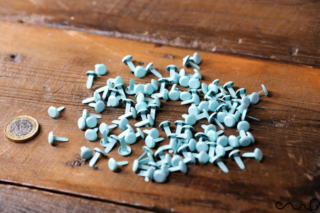 100 X Light Blue Paper Fastener Split Pins Binding Office Craft 13mm ...
