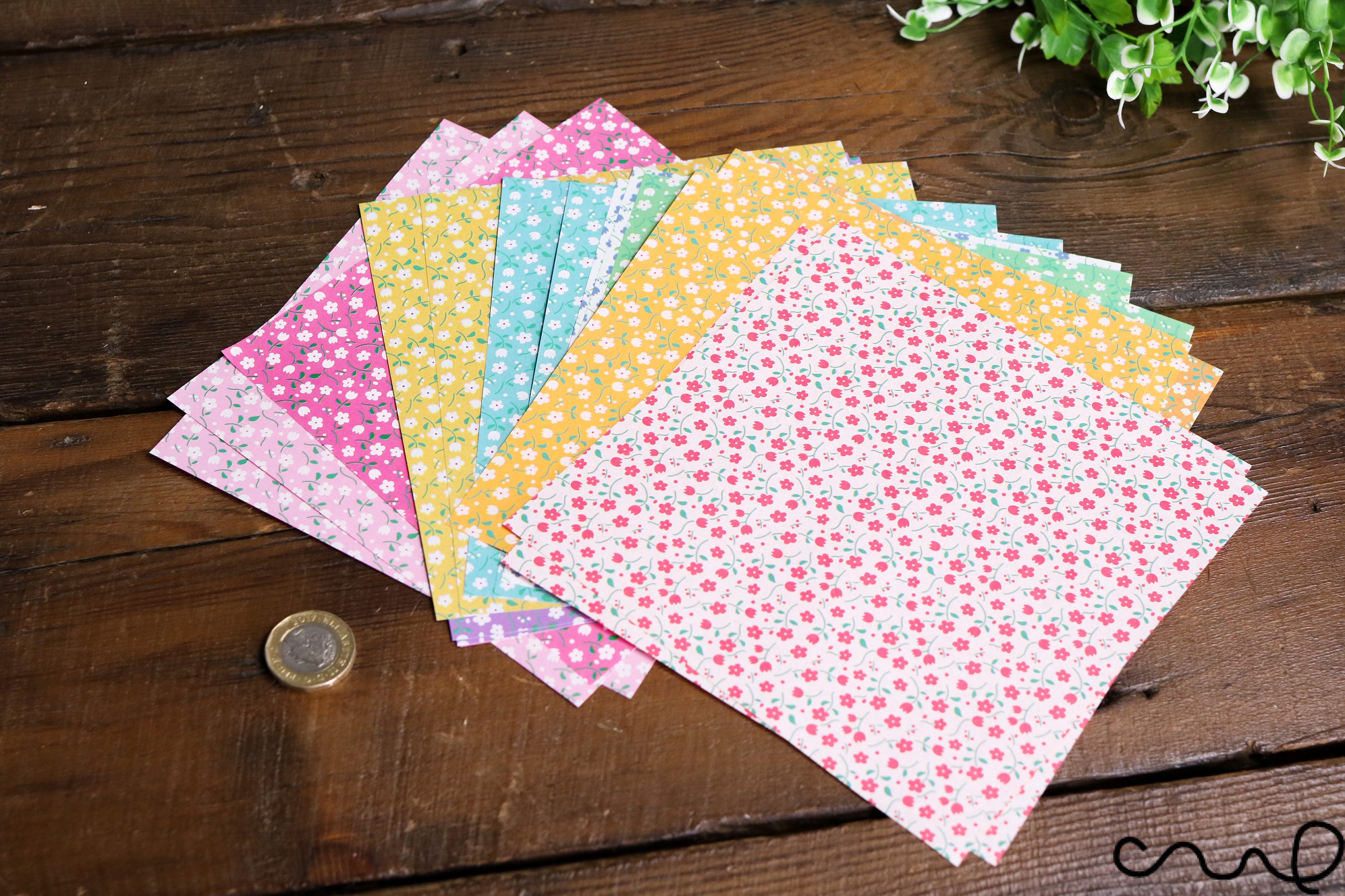 20 X Flower Patterned Origami Paper Double Sided 60gsm Mixed | Etsy UK