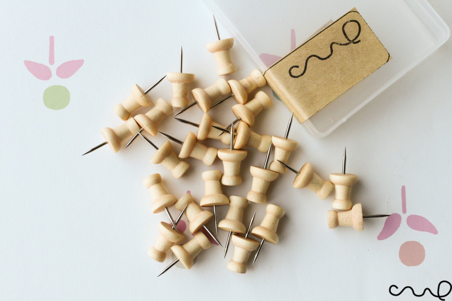 Light Brown Wooden Push Pin 25 Drawing Pins Cork Board Map | Etsy UK