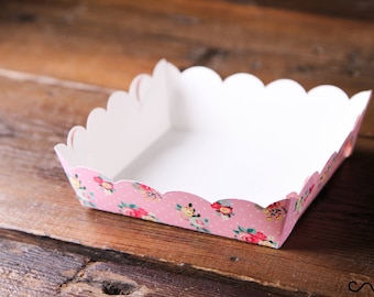 10 X Pink Floral Paper Tray Vintage Chic Party Serving - Etsy UK