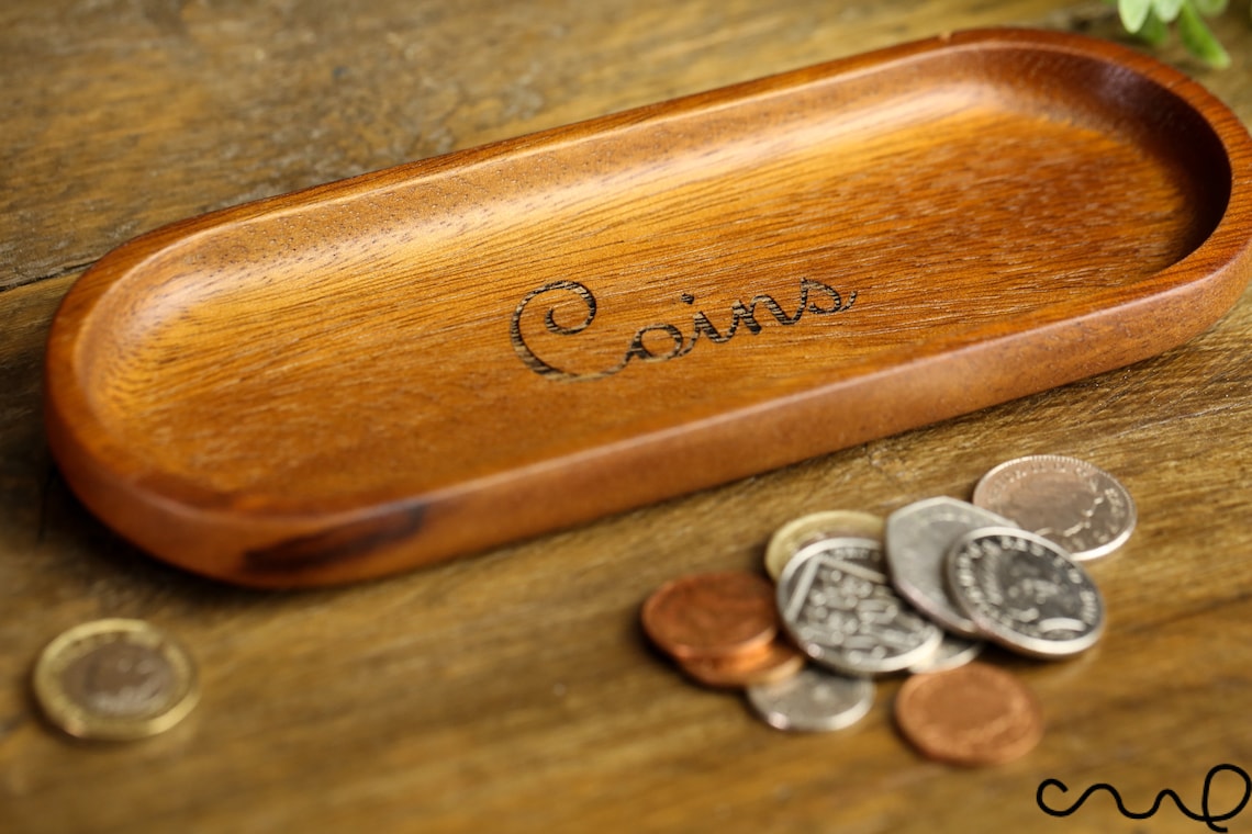 Handmade Small Wooden Oval Coin Tray Home Office Organise Gift - Etsy UK