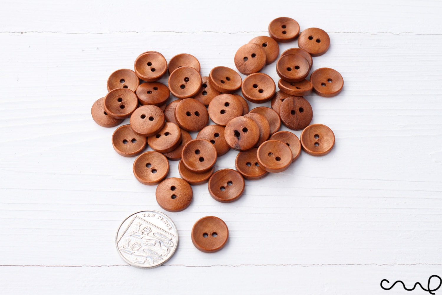 15mm 24L Small Round Brown Wooden Button 2-holes Sewing - Etsy UK