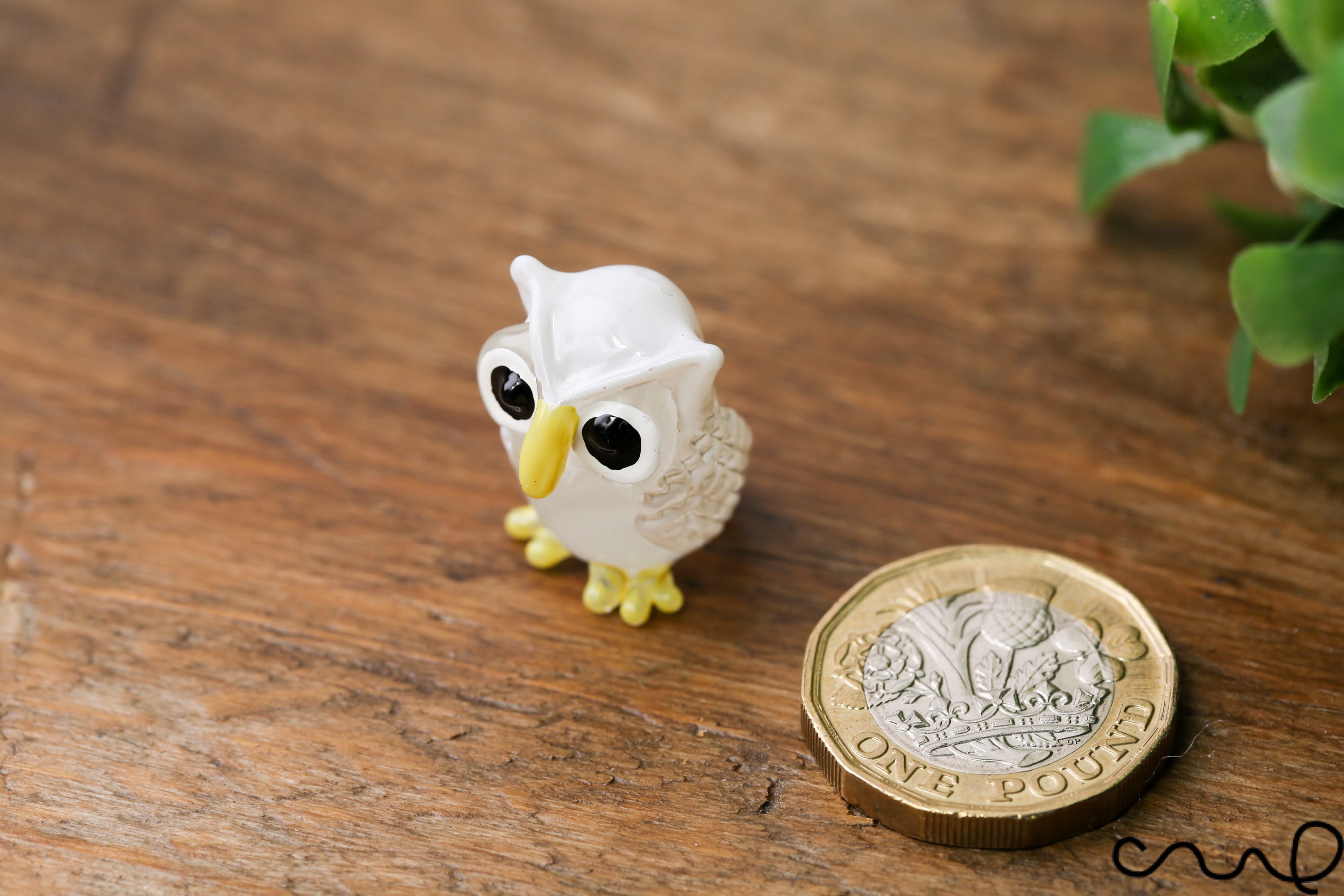Handmade White Little Glass Owl Gloss Garden Decor Ornament Gift Mini ...