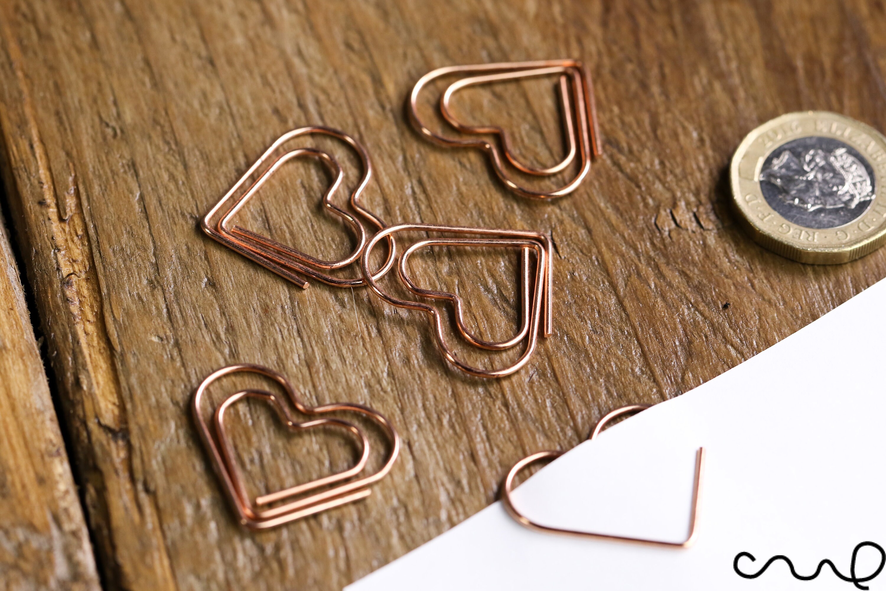 10 X Heart Copper Clip Rose Gold Paper Clips Binding Office Craft ...