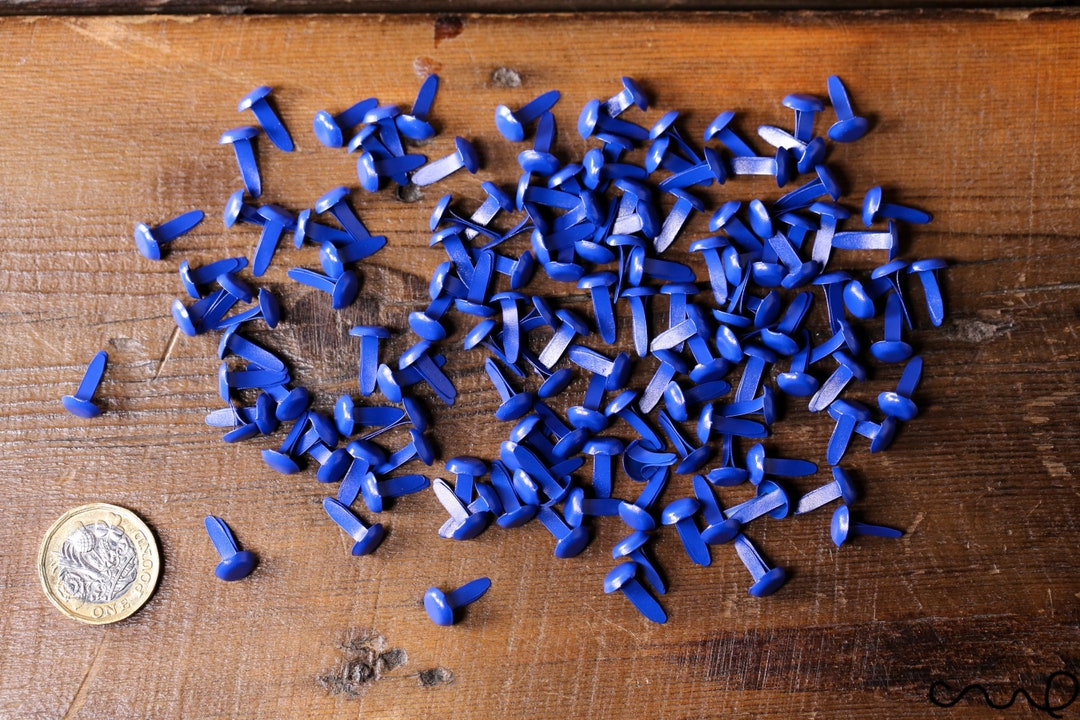 100 X Royal Blue Paper Fastener Split Pins Binding Office Craft 13mm ...