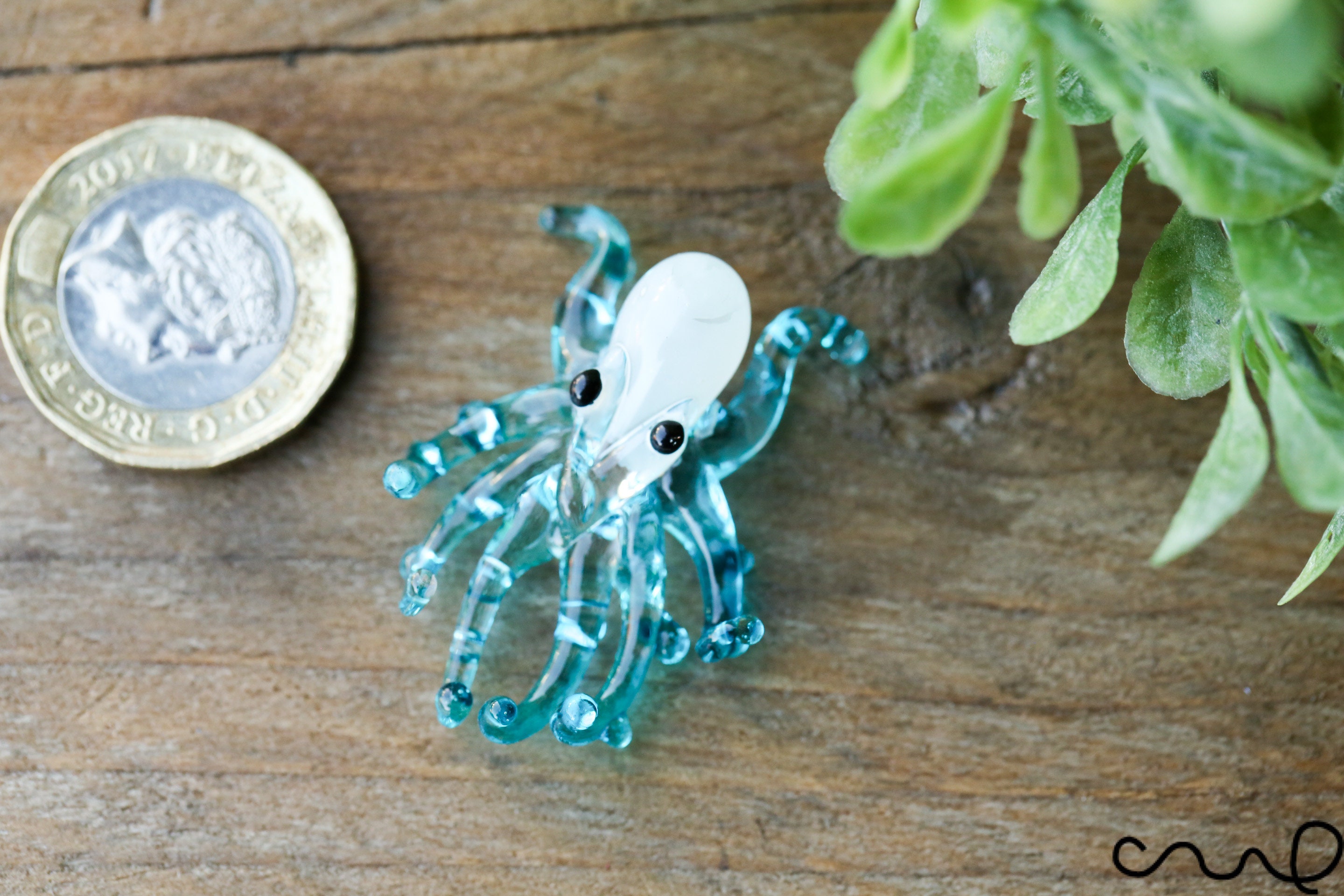 Handmade Turquoise Little Glass Octopus Gloss Garden Decor Ornament ...