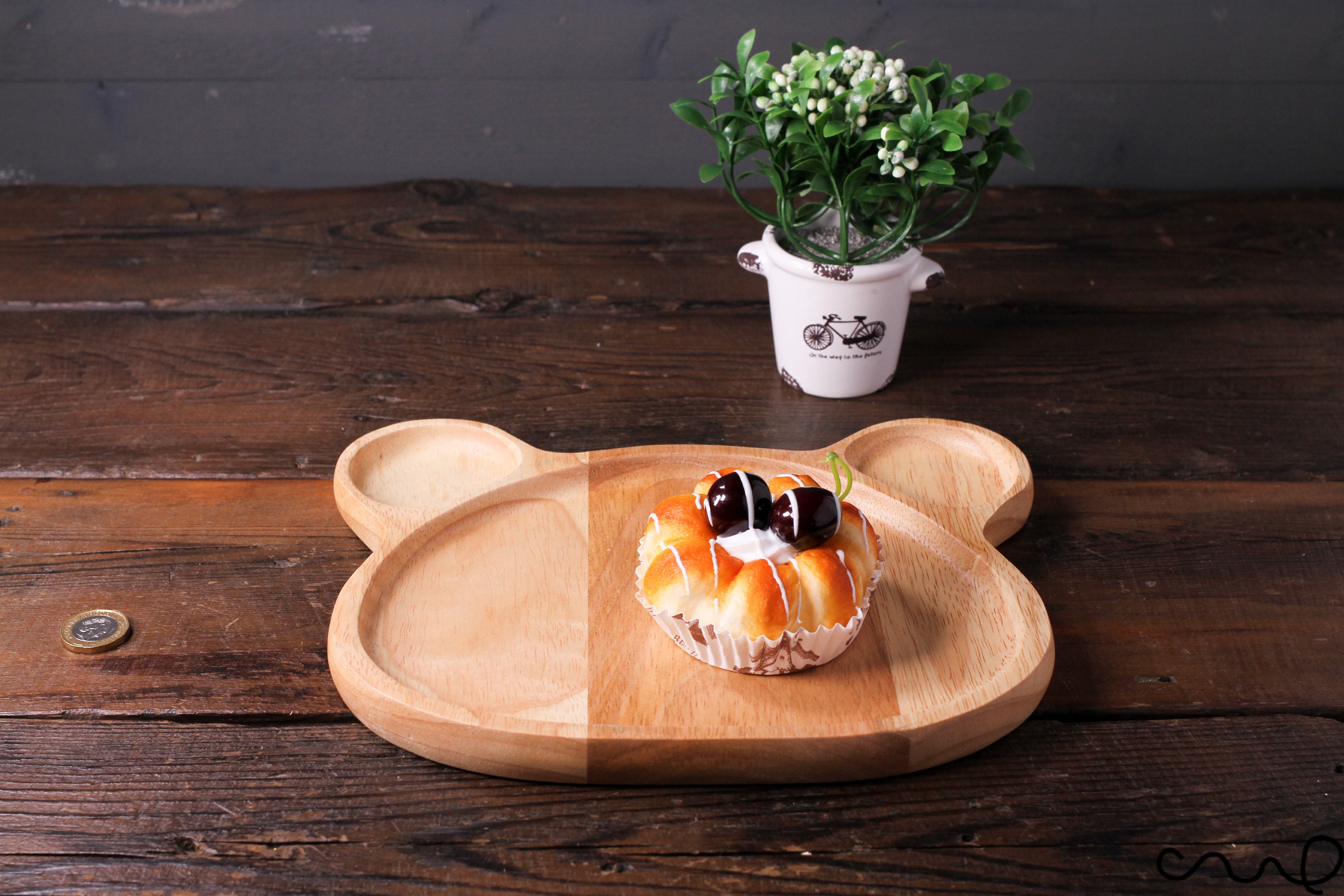 4 X Natural Wooden Bear Plate Serving Tray Tea Food Server - Etsy
