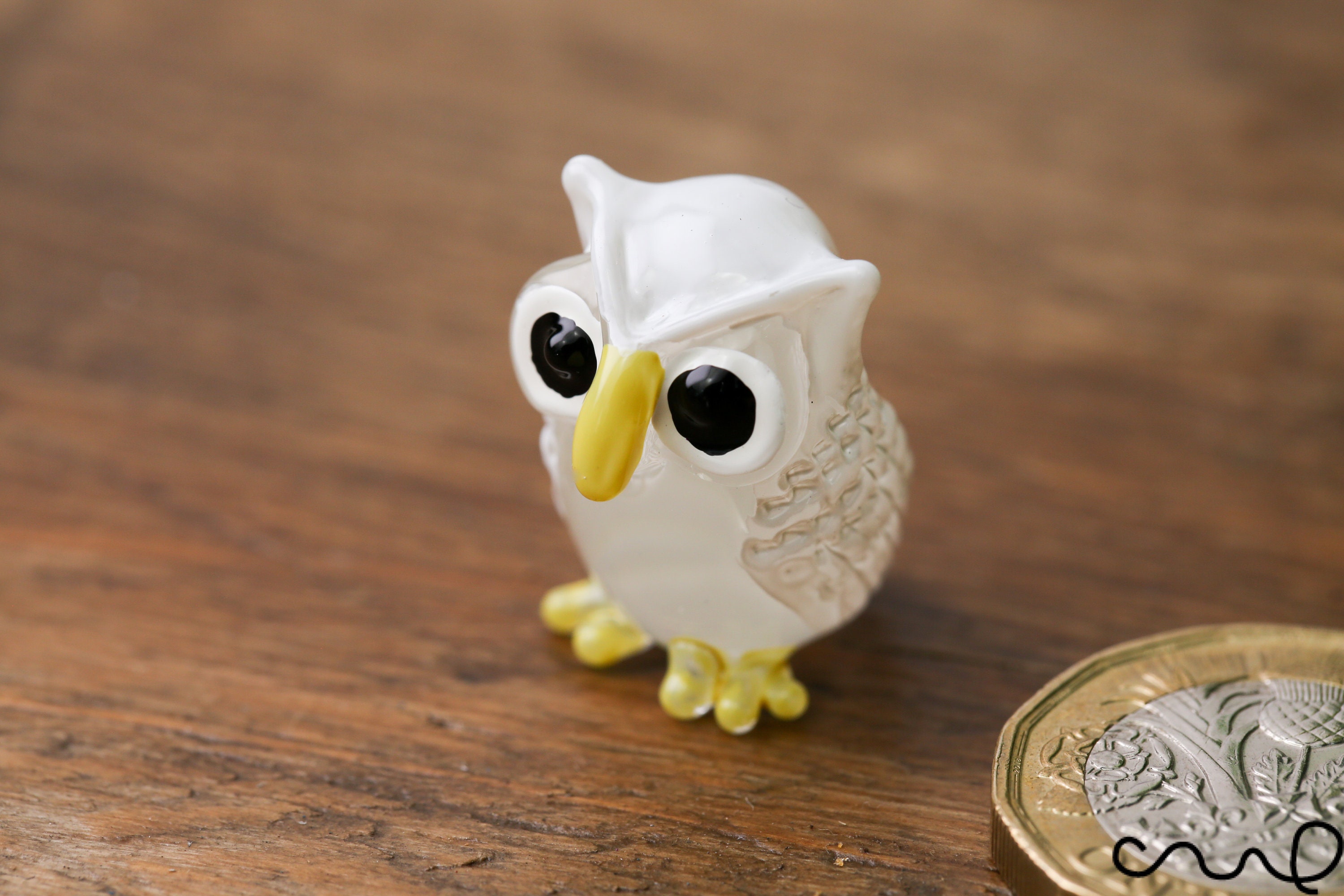 Handmade White Little Glass Owl Gloss Garden Decor Ornament Gift Mini ...