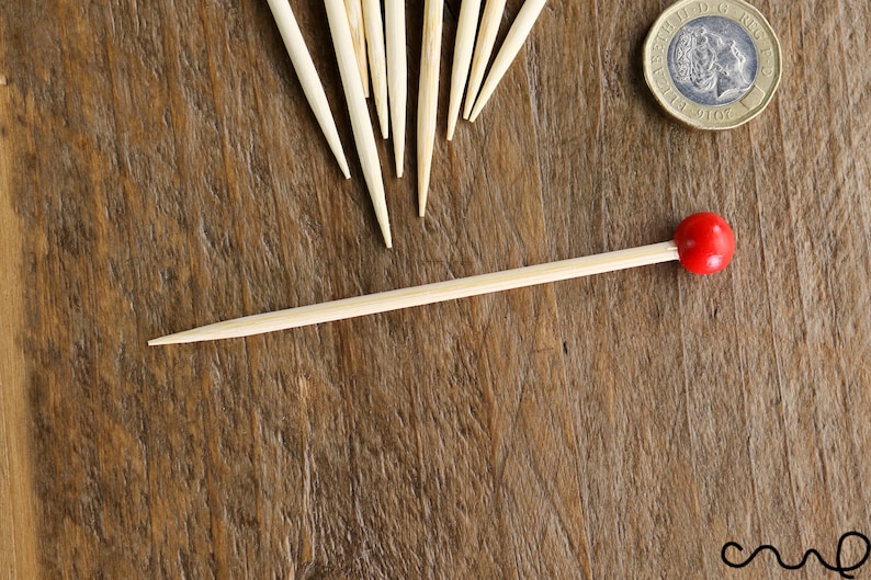 20 X Red Ball Head Wooden Cocktail Sticks Party Food Decor - Etsy