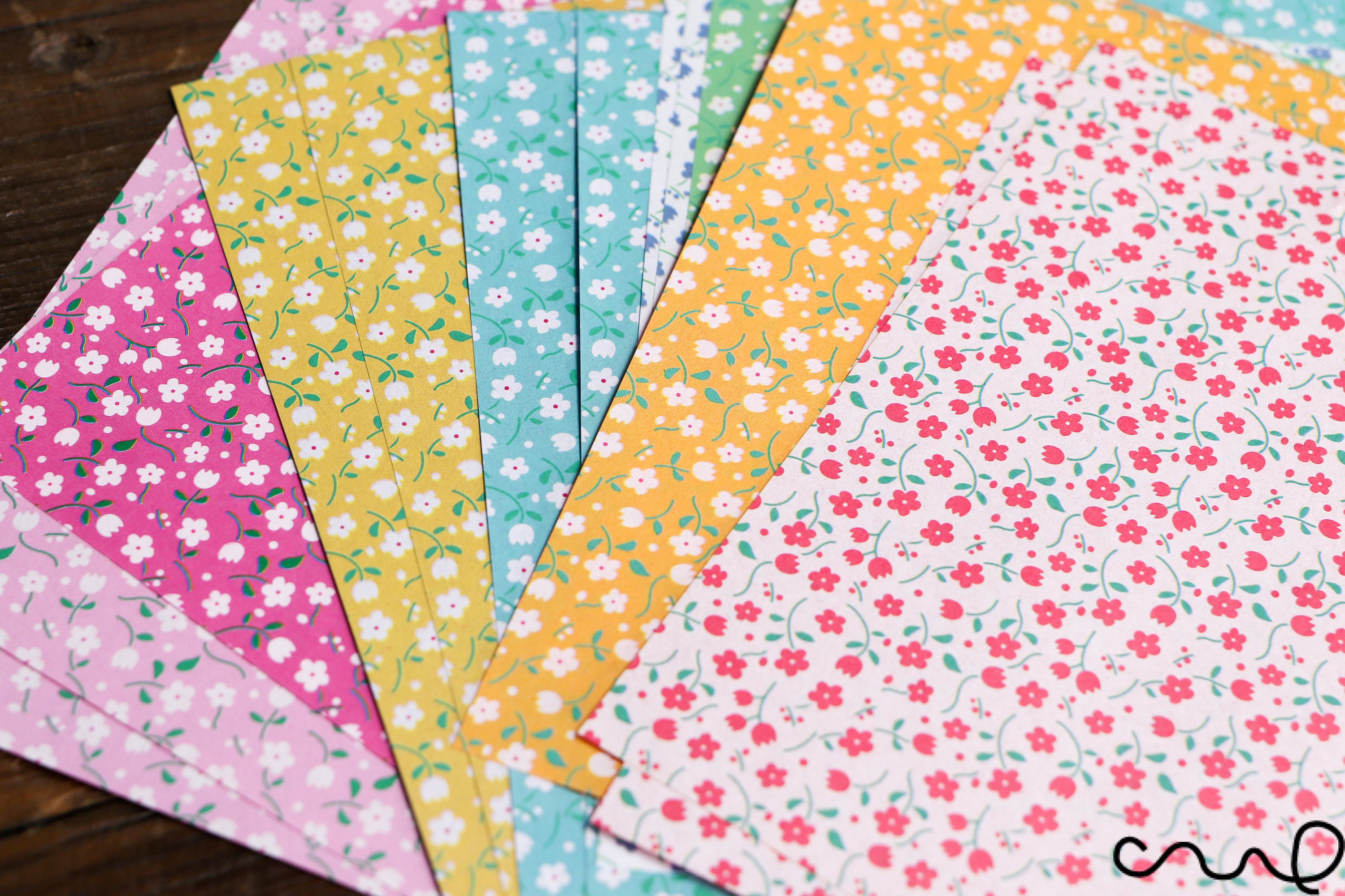 20 X Flower Patterned Origami Paper Double Sided 60gsm Mixed Paper 15cm ...