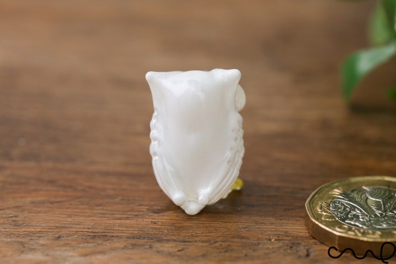 Handmade White Little Glass Owl Gloss Garden Decor Ornament Gift Mini ...