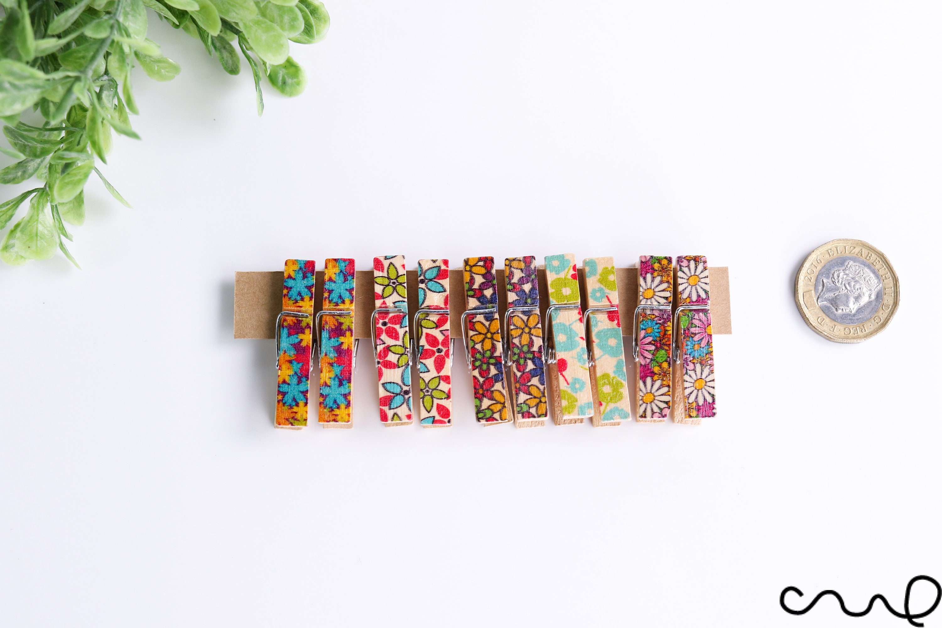 NEW Set of 10 Small 3.5cm Long Floral Wooden Cloth Pegs - Etsy UK