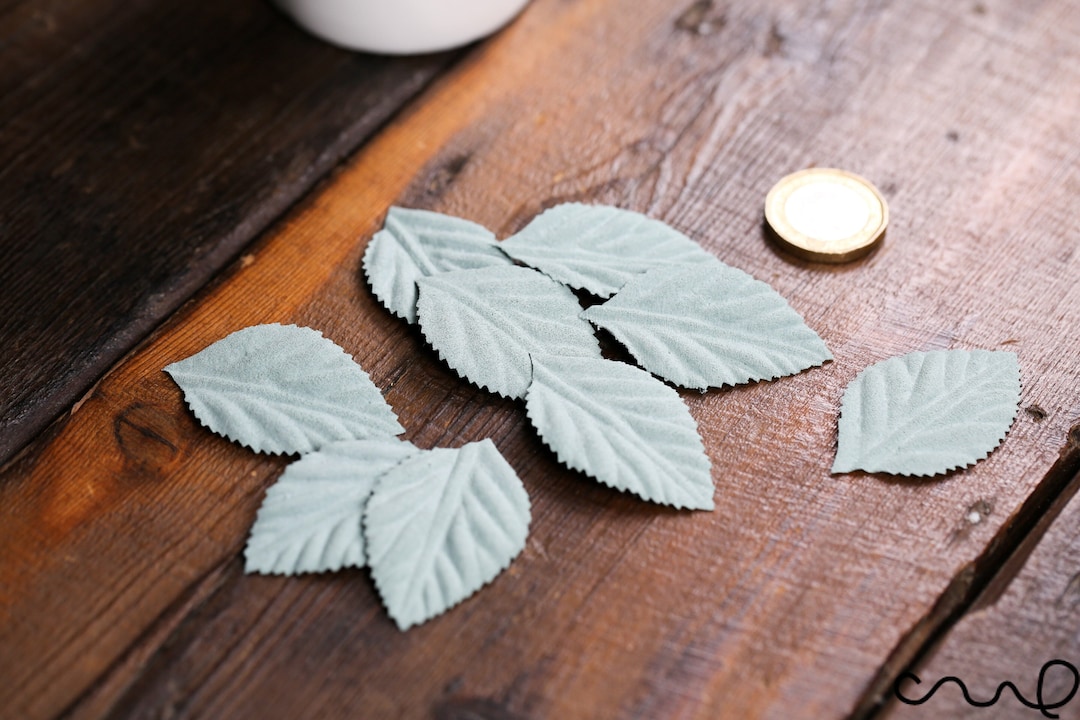 10 X Pastel Green Paper Leaves Craft Wedding Card Making Embellishment ...