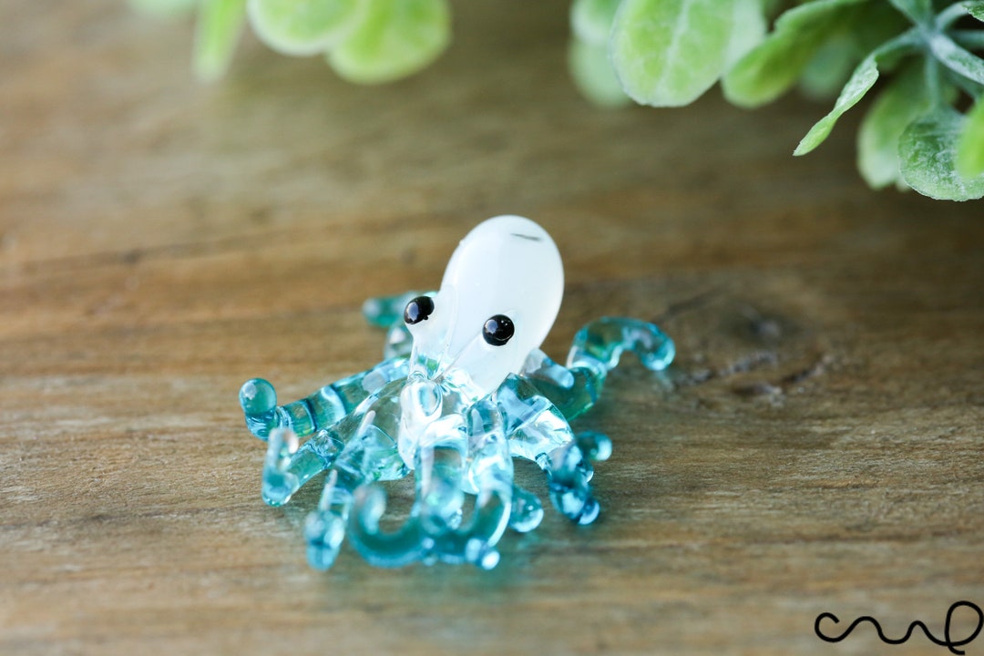 Handmade Turquoise Little Glass Octopus Gloss Garden Decor Ornament ...