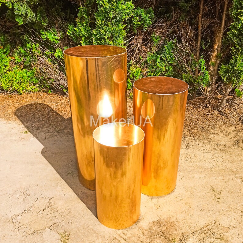 Set of 3pcs Gold Plinth Pillar Pedestal Column Cylinder Cake Stand ...