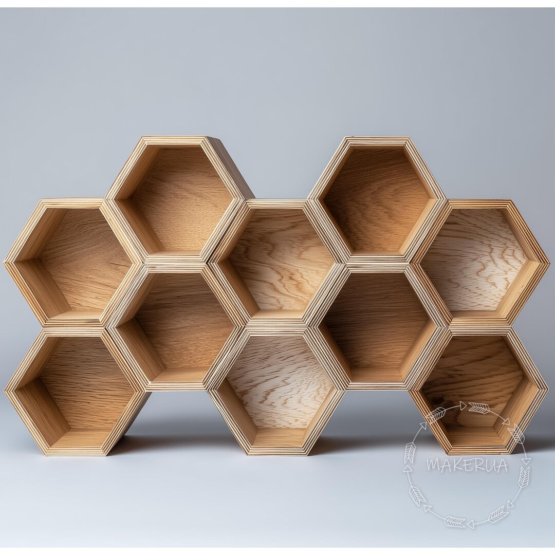 Wooden Honeycomb Stand Set for DIY Natural Plywood Texture Style Rustic ...
