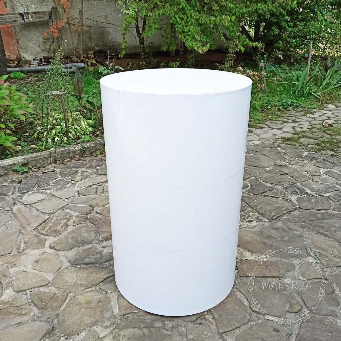 White Round Cylinder Plinth Display Stand Column Pillar Pedestal Table ...