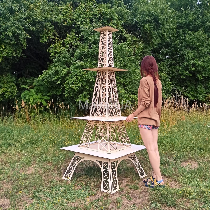 Eiffel Tower Cake Stand 6.6ft 2m Flower Sweets Macaron Cupcake Tier Tiered Wood Wooden Table ...