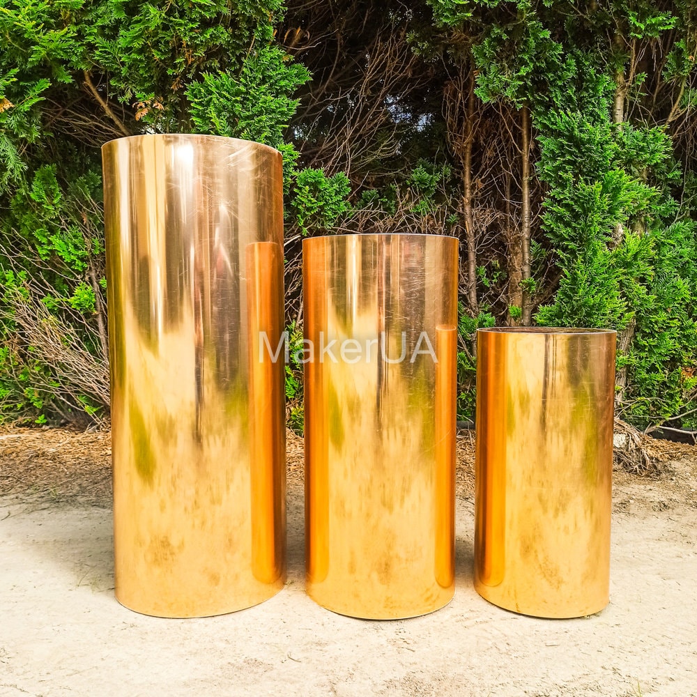 Set of 3pcs Gold Plinth Pillar Pedestal Column Cylinder Cake Stand ...