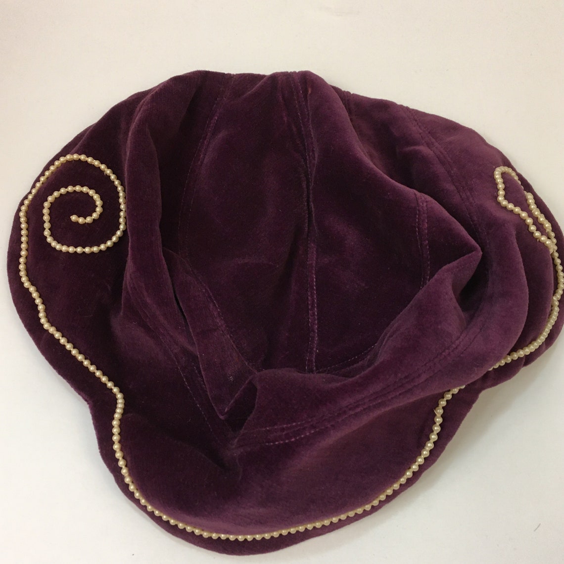 Vintage Girls Velvet Bonnet Childs Hat Purple Velvet Pearl - Etsy