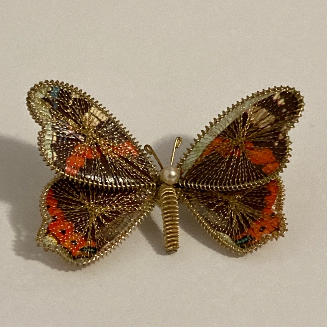 Vintage Bavarian Butterfly Brooch Made From Real Butterfly Wings 1970s ...