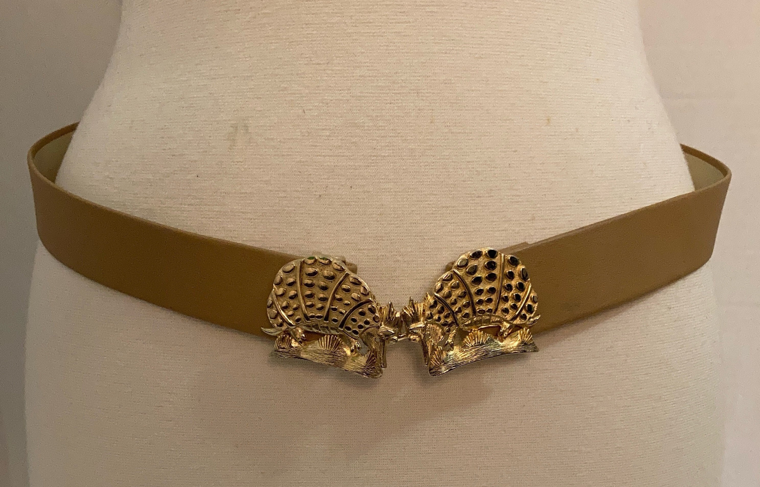 Vintage 1981 Mimi Di N Design Armadillo Tan Leather Belt - Etsy